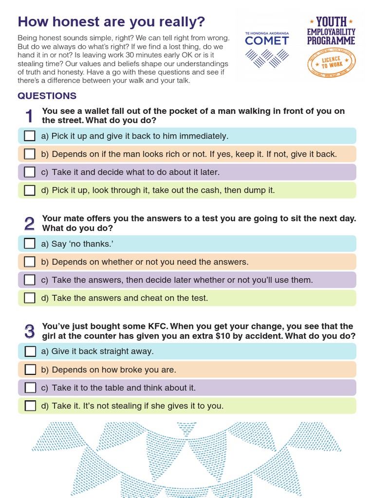 How Honest Are You Really?: Questions | PDF | Career & Growth | Self ...