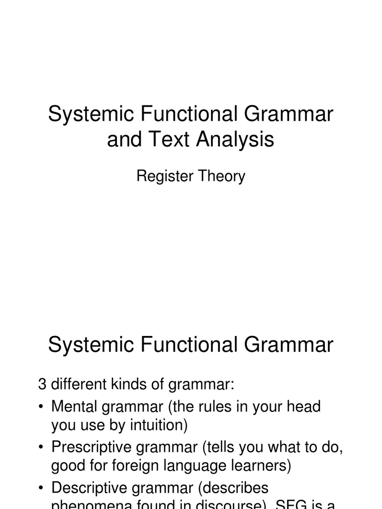 Systemic Functional Grammar And Text Analysis Pdf Grammar Linguistics