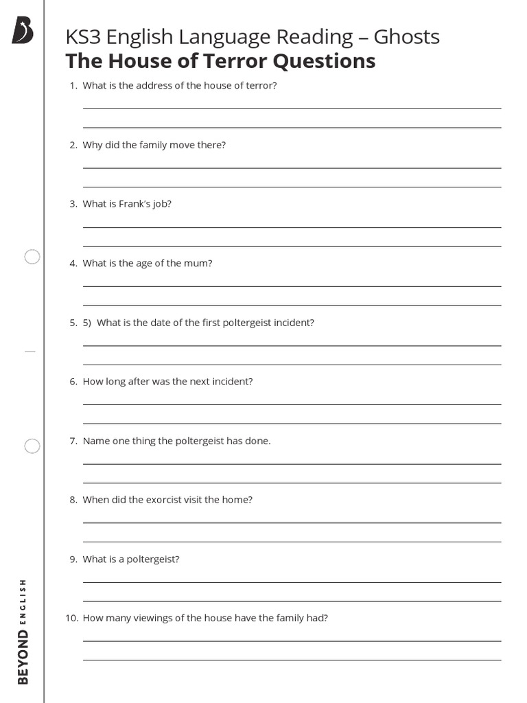 Ghost L1 The House of Terror Questions and Answers LA | PDF