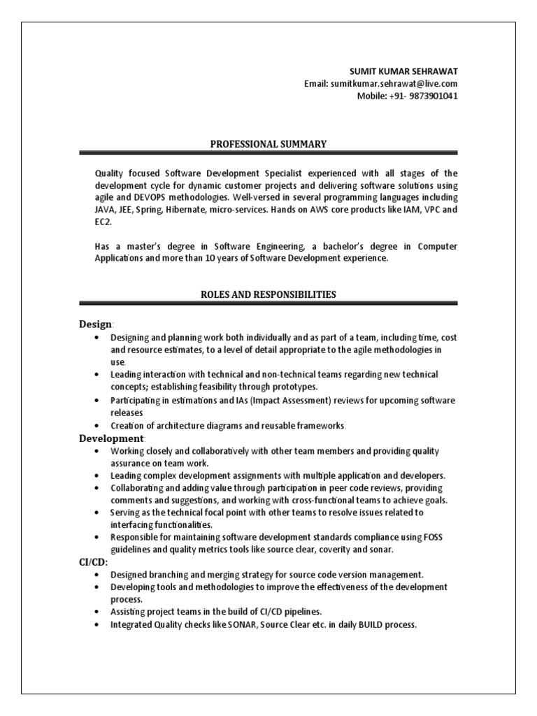 Resume-Sumit Kumar Sehrawat | PDF | Software Development | Software ...