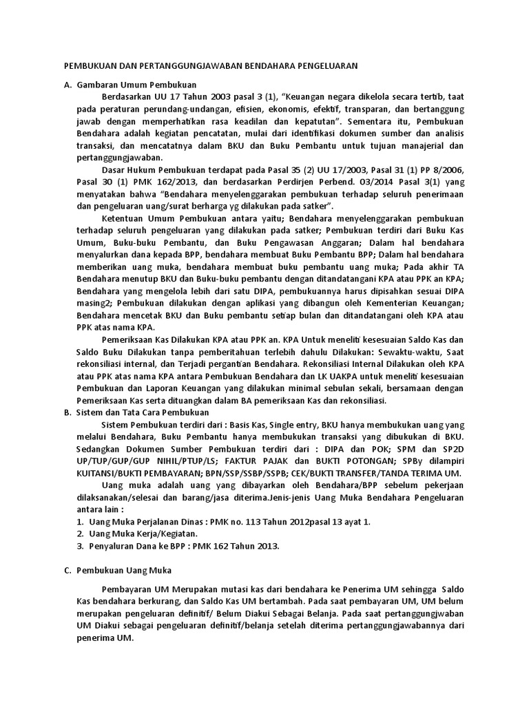 Resume Pembukuan Dan Pertanggungjawaban Bendahara Pengeluaran | PDF