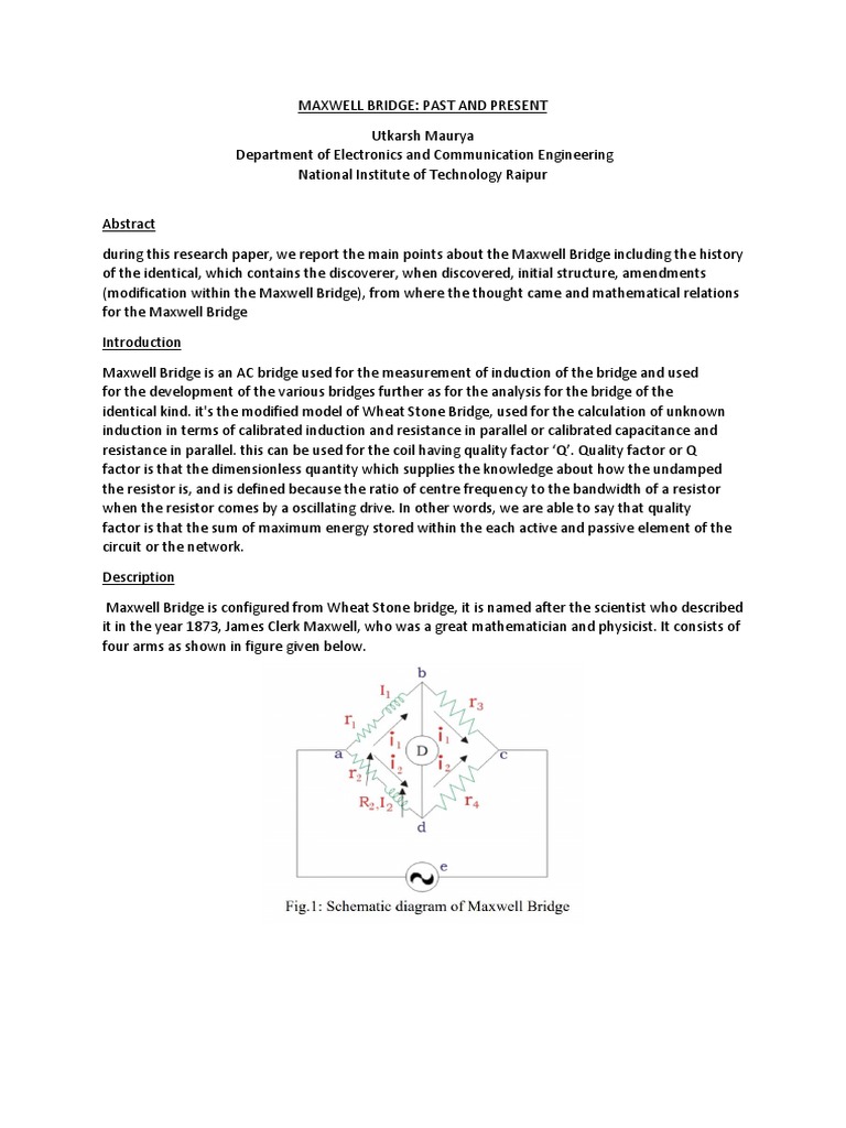 Maxwell Bridge: History & Applications | PDF | Inductance | Inductor
