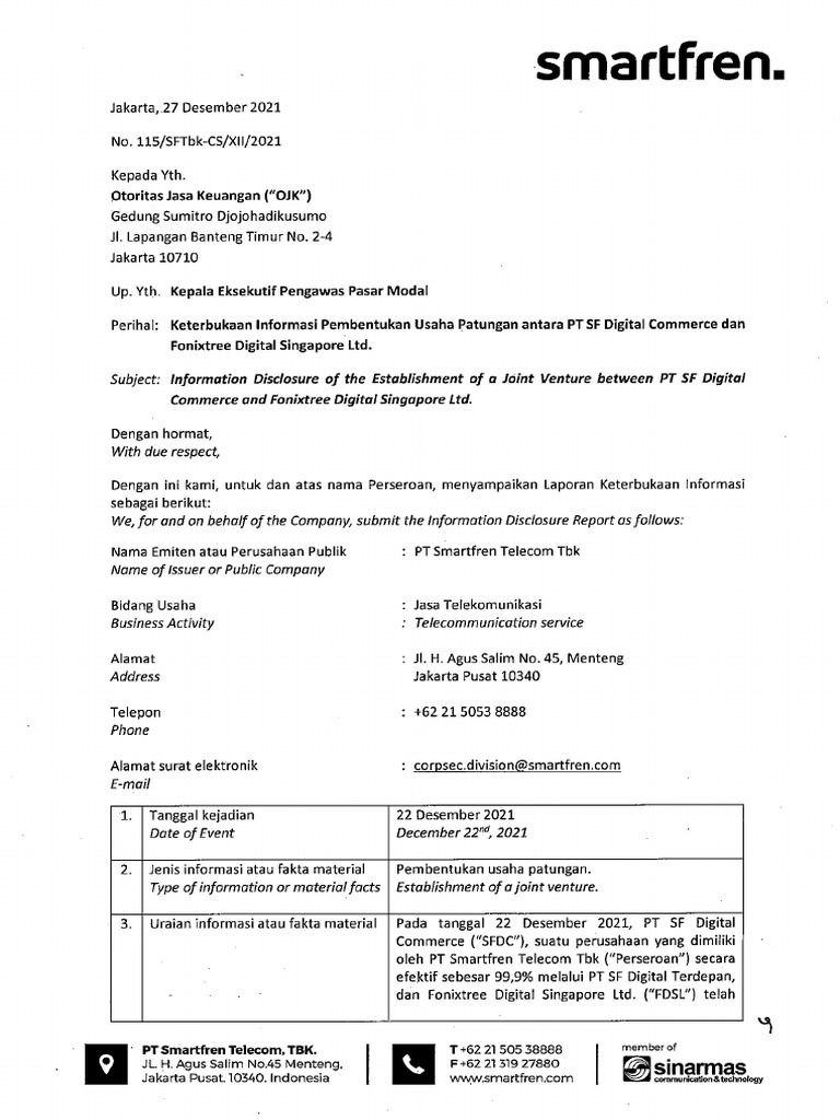 Panggilan RUPS SMartFren | PDF