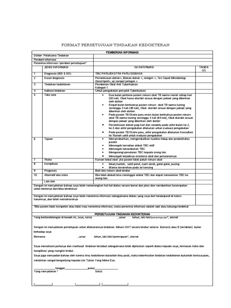 Form Persetujuan Medis TBC | PDF