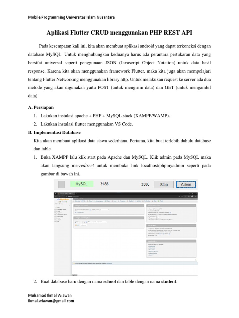 CRUD Flutter RestAPI PHP Native Dan MySQL | PDF | Komputer CRUD Flutter RestAPI PHP Native Dan MySQL | PDF | Komputer