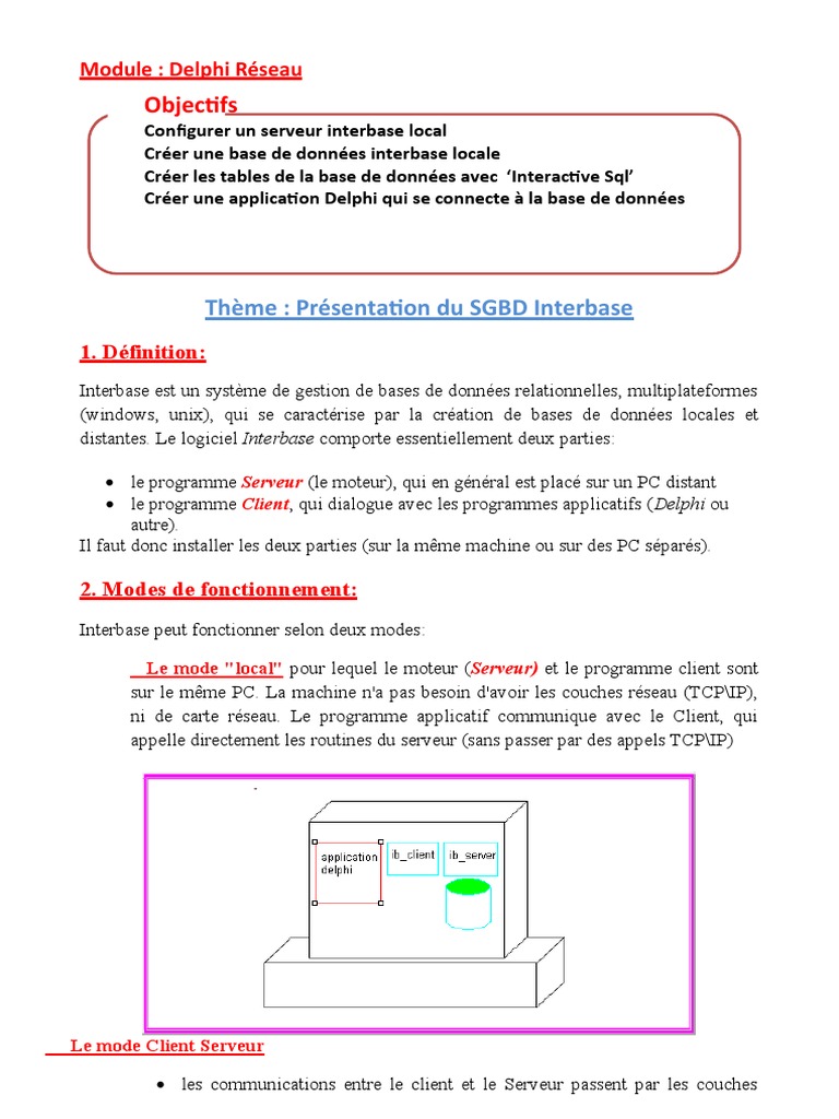 Configuration d'Interbase avec Delphi | PDF | Bases de données ...