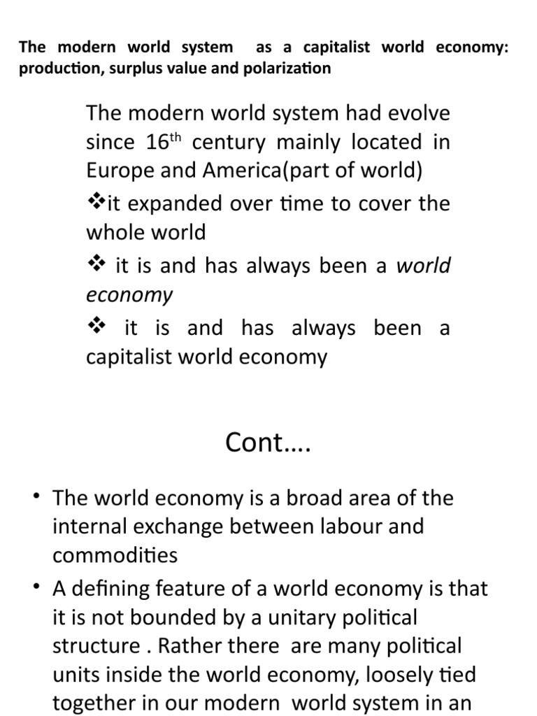 The Modern Capitalist World Economy: How Production, Surplus Value, and ...
