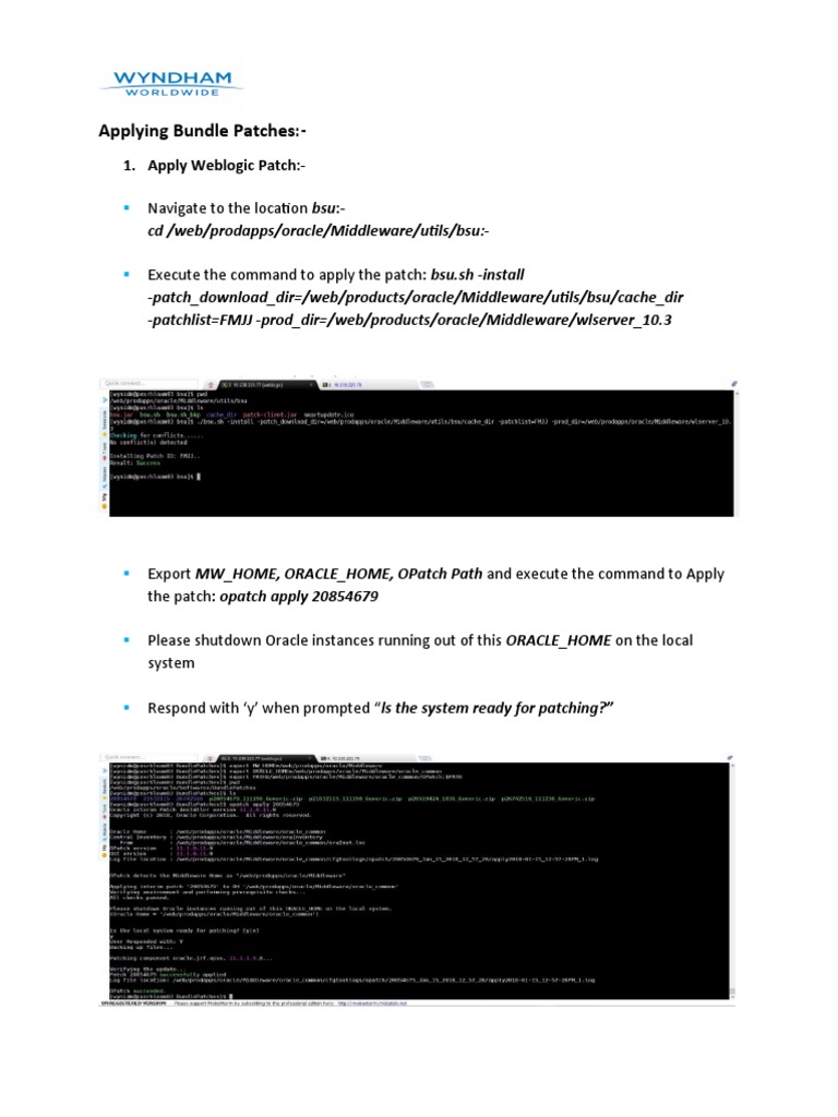 Applying Bundle Patches:-: 1. Apply Weblogic Patch | PDF | Computers