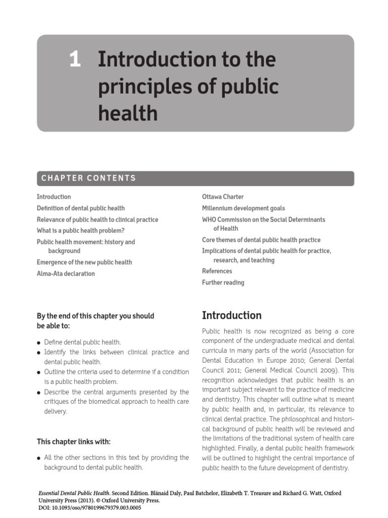Introduction To The Principles of Public Health: Chapter Contents | PDF ...