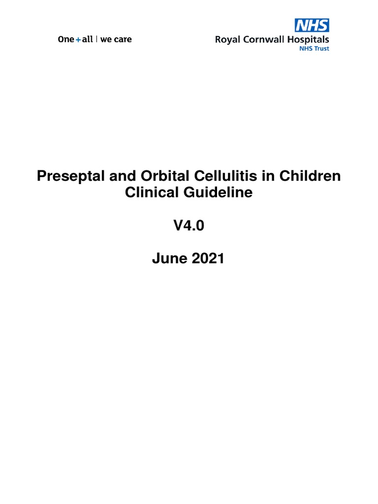 Preseptal and Orbital Cellulitis in Children Clinical Guideline V4.0 ...