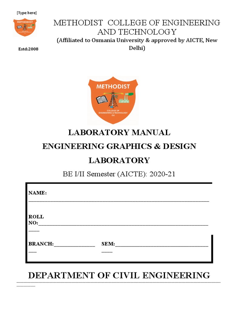 Methodist College of Engineering and Technology: Laboratory Manual Engineering Graphics & Design ...