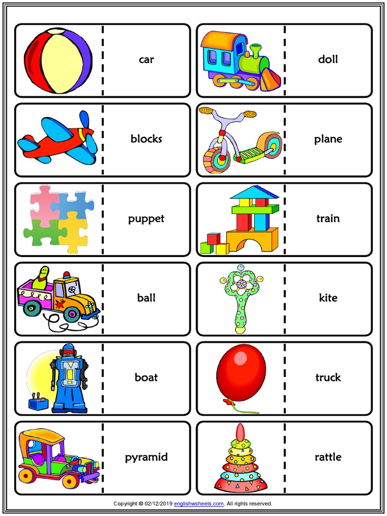 Toys Vocabulary Esl Printable Dominoes Game For Kids | PDF
