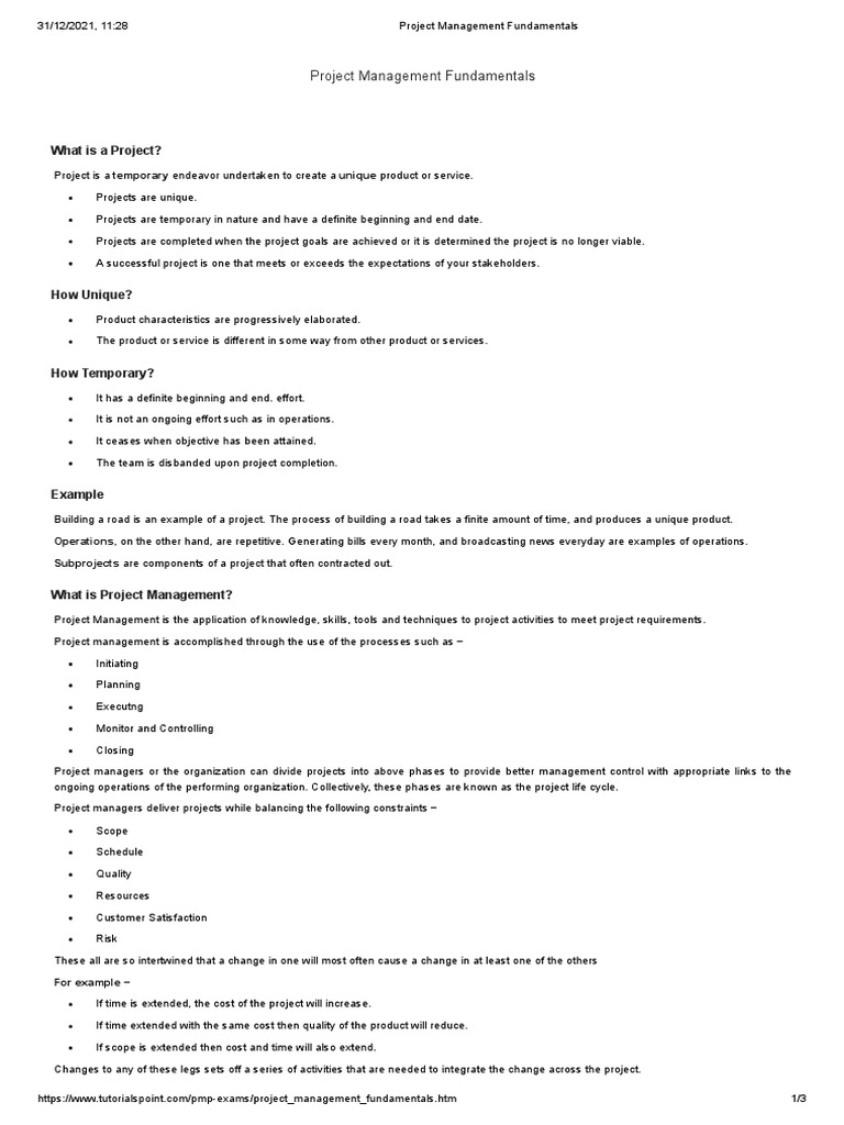 Project Management Fundamentals | PDF | Project Management | Business