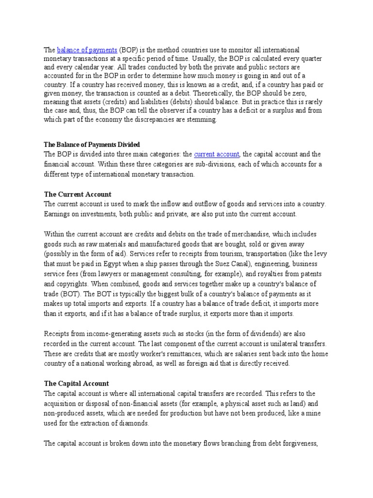 The Balance of Payments: Tracking International Monetary Transactions ...