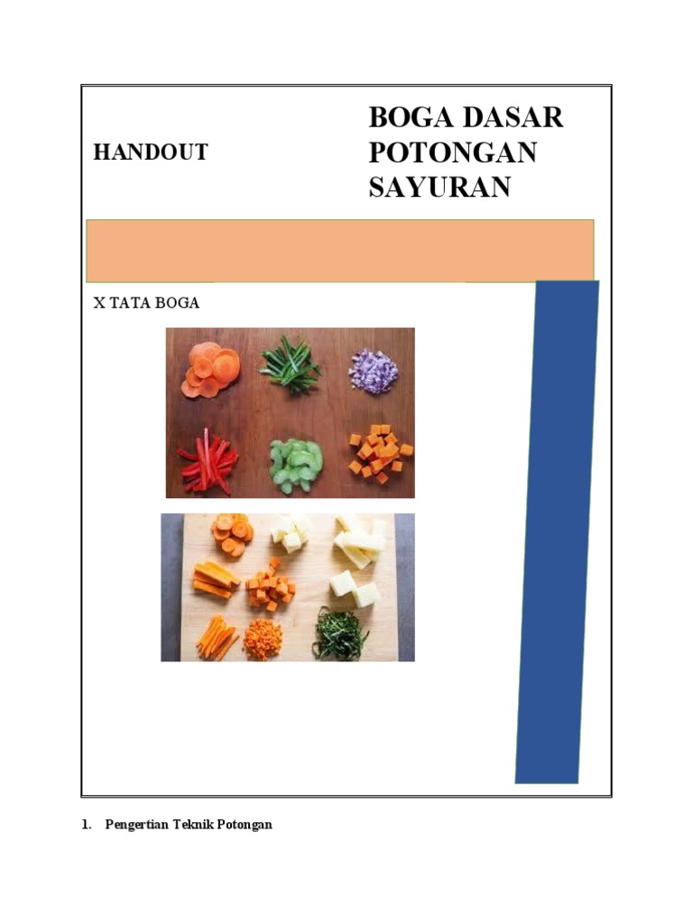 Jenis Potongan Sayuran di Dapur | PDF | Memasak, Makanan, & Anggur