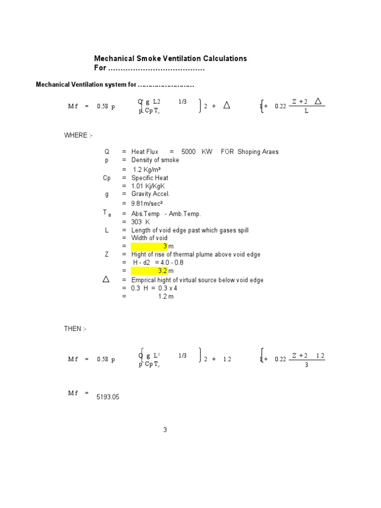 Smoke & Ventilation Calculations | PDF | Mechanical Engineering | Gas ...