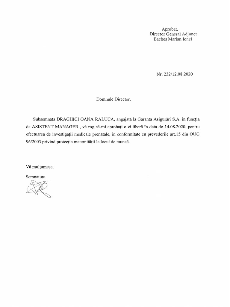 Cerere Dispensa Analize | PDF