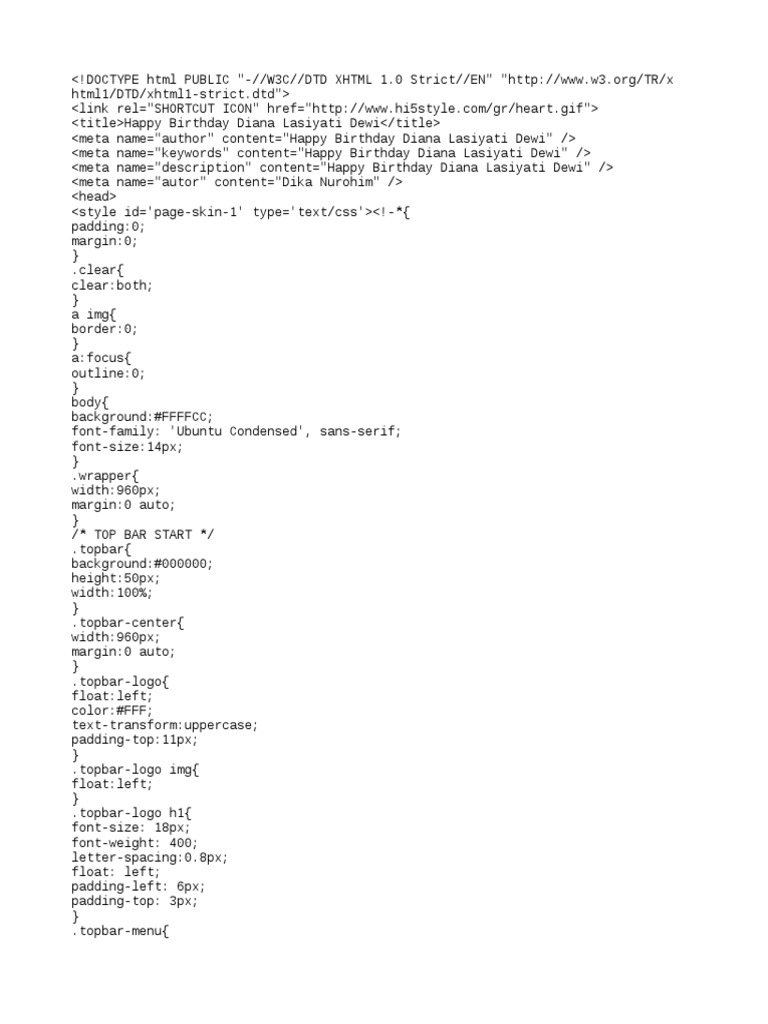 Script HTML Ucapan Ulang Tahun Buat Pacar | PDF | Komputer