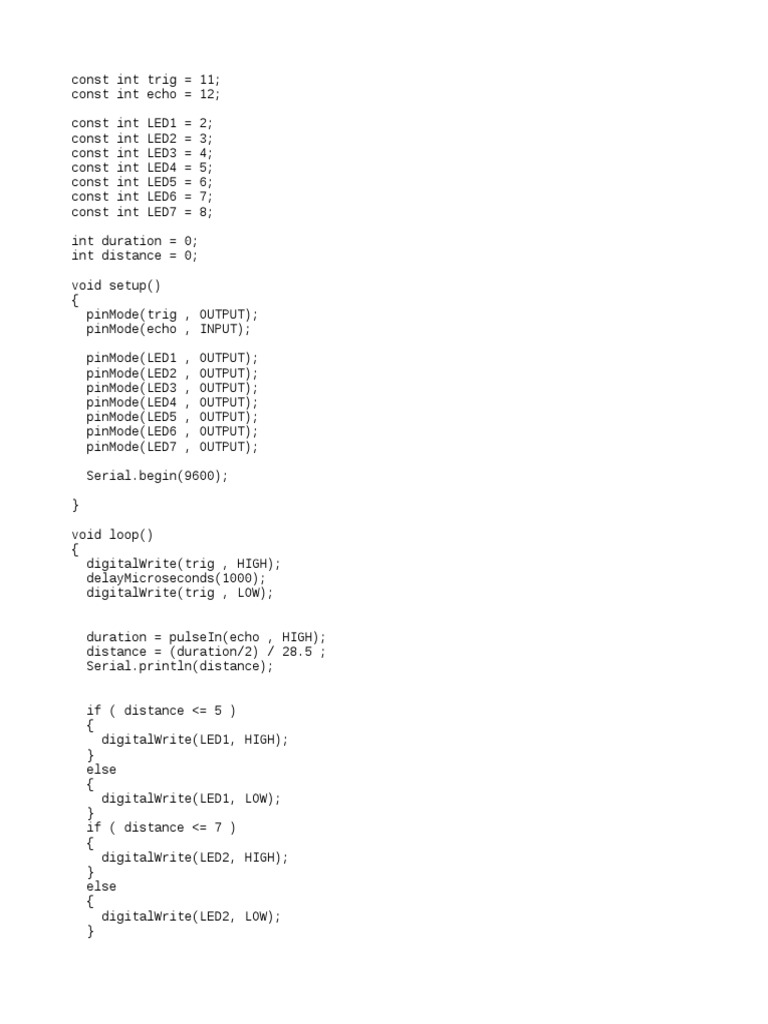 Arduino Ultrasonic Distance Sensor Code | PDF | Teaching Methods ...