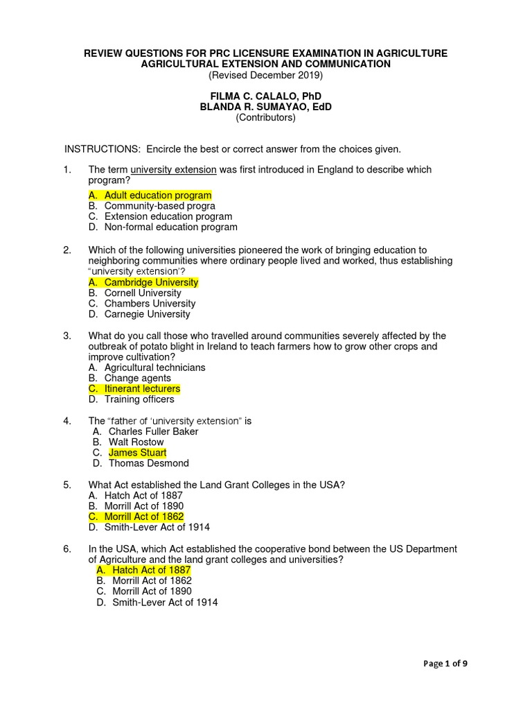 Review Questions For PRC Lea As of 25dec2019 | PDF | Communication ...