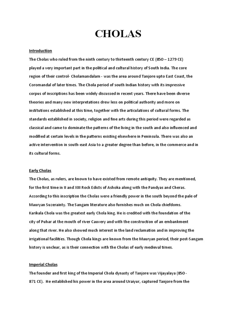 Cholas | PDF | South India