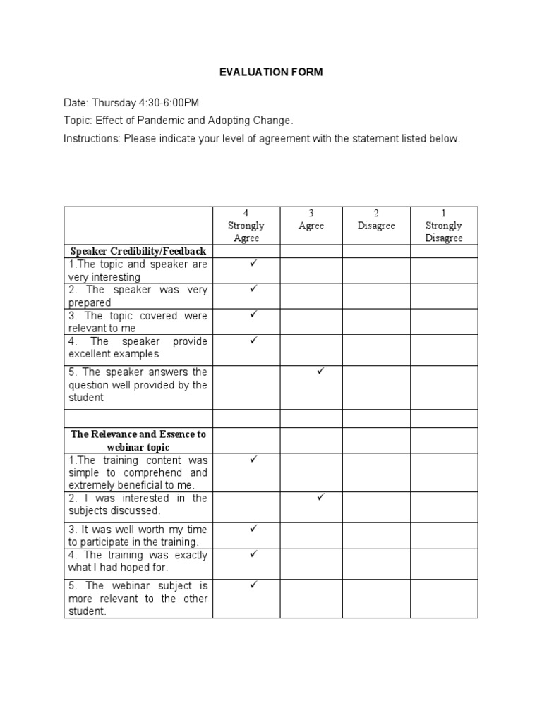 Webinar Evaluation Form Template | PDF | Question | Cognition