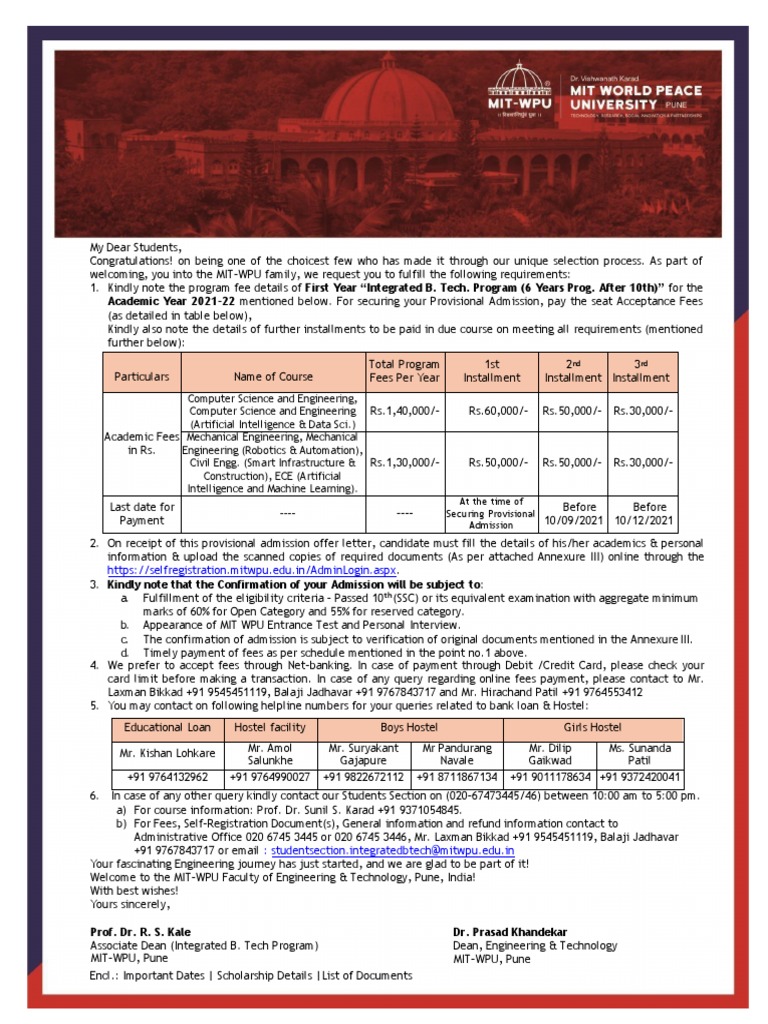 First Year Integrated B. Tech Welcome Kit 2021-2022 | PDF | Engineering ...