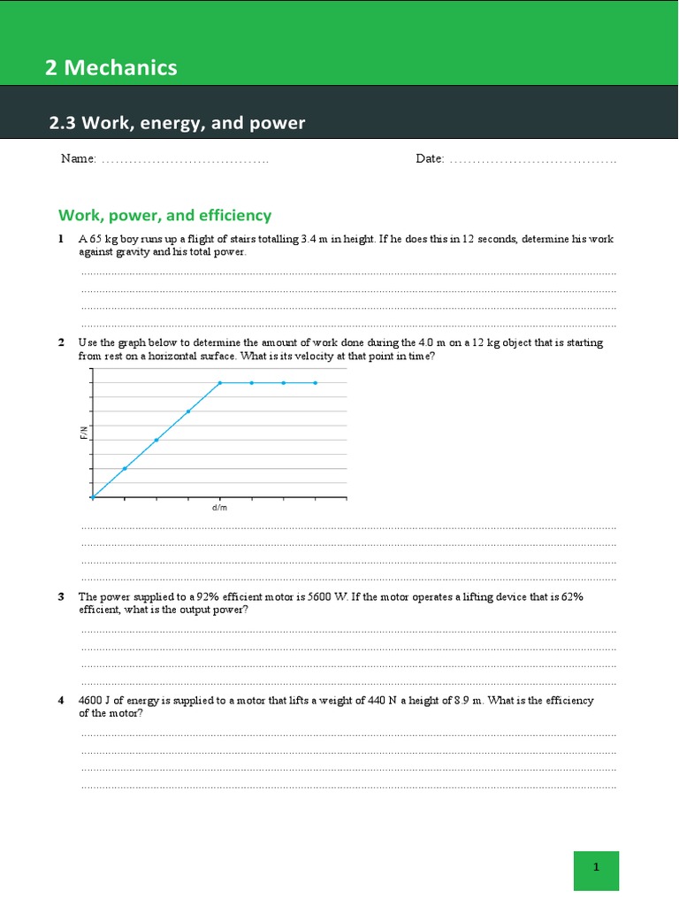 2.3 Work Power and Efficiency | PDF | Applied And Interdisciplinary ...