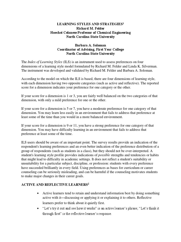 Learning Styles and Strategies | PDF | Learning | Learning Styles