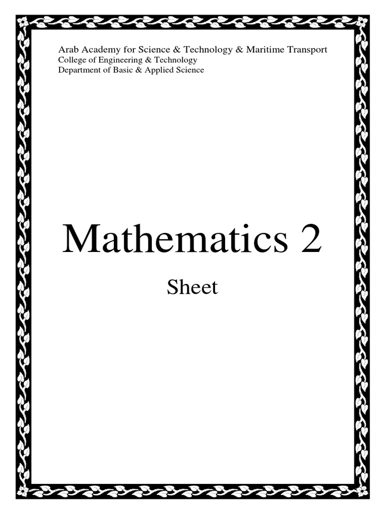 Sheet Math2 | PDF | Integral | Trigonometric Functions