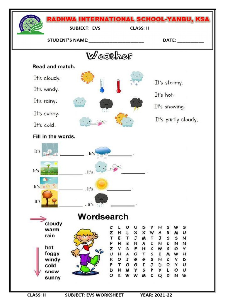Weather and Season Worksheet | PDF | Plants