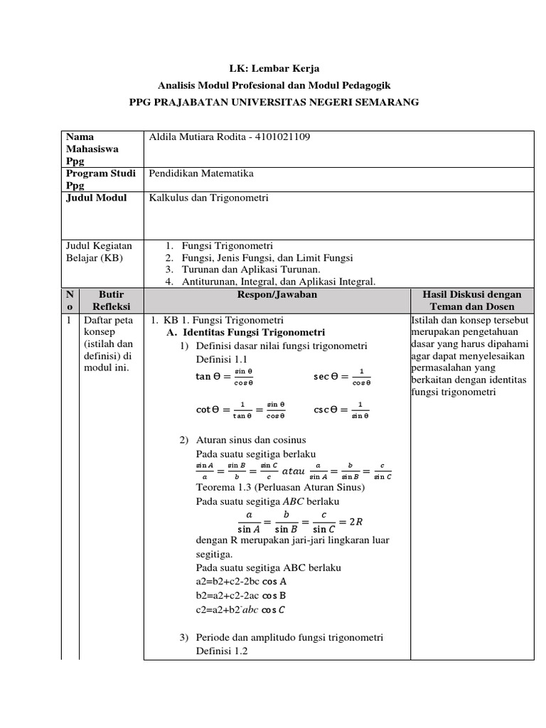 Modul Kalkulus dan Trigonometri PPG | PDF | Sains & Matematika