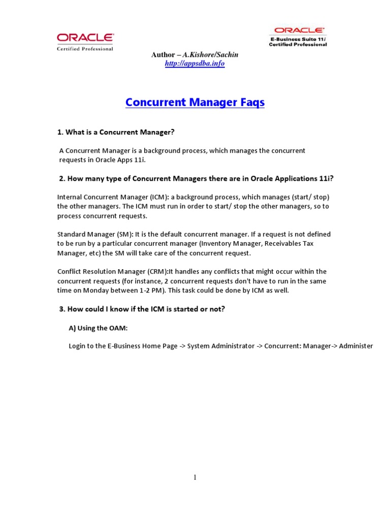 Concurrent Manager Faqs | PDF