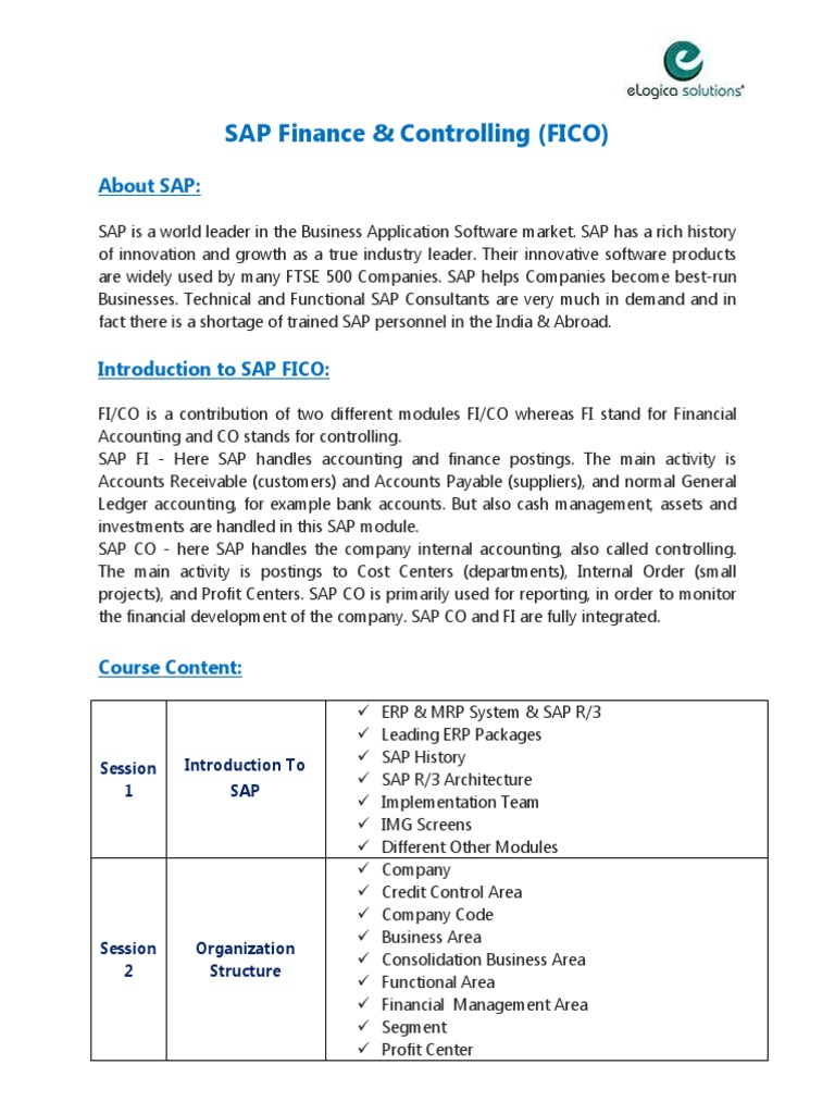 SAP FICO Syllabus | PDF | Payments | Computing