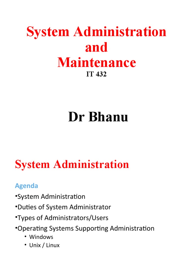 Ppt1 Intro System Administration Pdf System Administrator Operating System