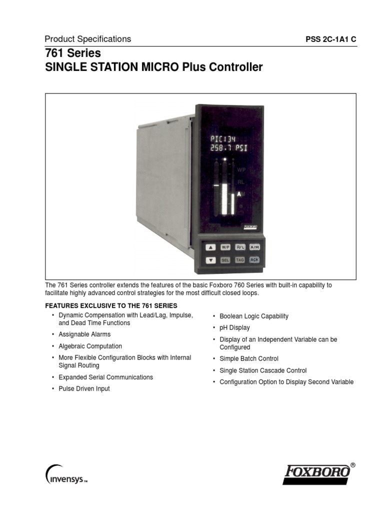 Foxboro 761 Single Station Controller | PDF | Power Supply | Electrical ...