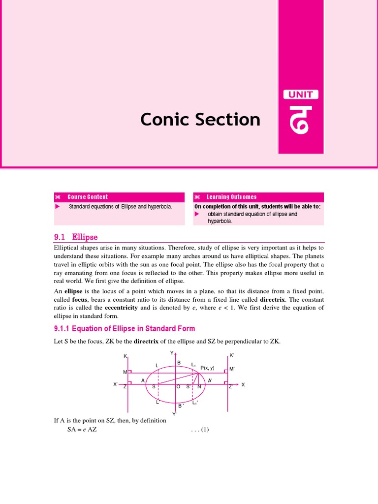 Chapter-9 Conic Section | PDF | Ellipse | Mathematics