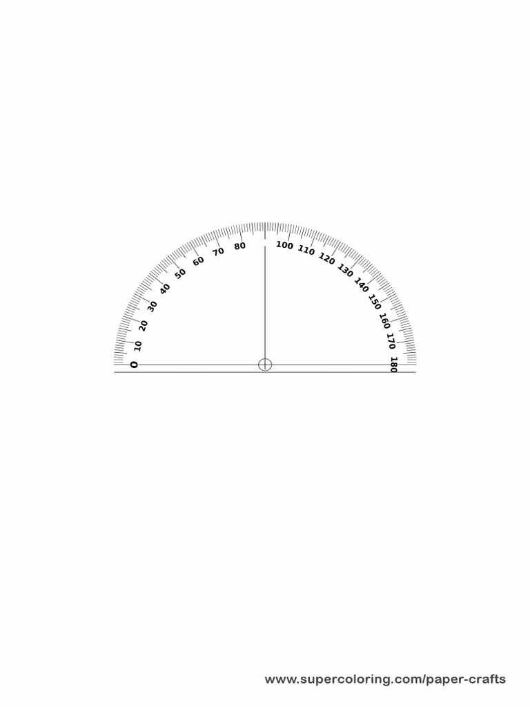 Protractor 180 Degrees Printable Template Paper Craft | PDF