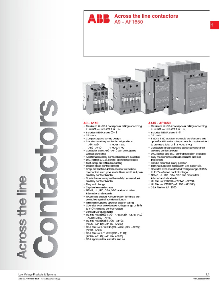 ABB - Across The Line Cont Actors | PDF | Screw | Alternating Current