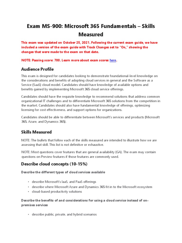 Microsoft 365 Fundamentals Exam Guide | PDF | Cloud Computing | Microsoft