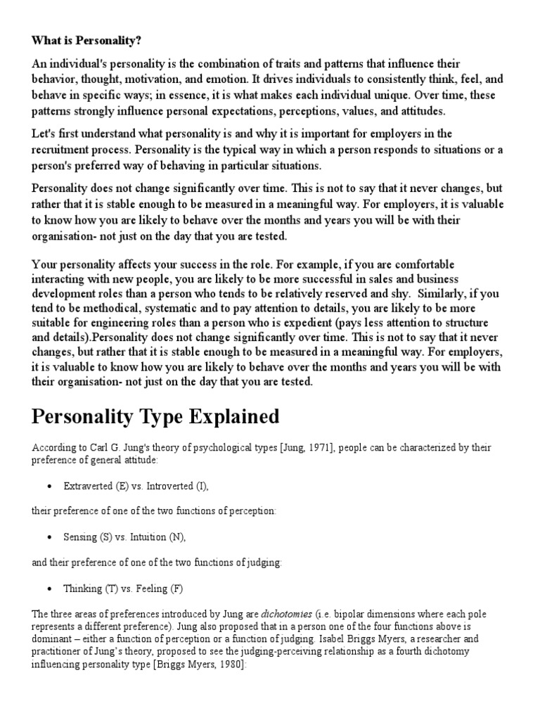 Types of Personality | PDF | Personality Type | Psychological Concepts
