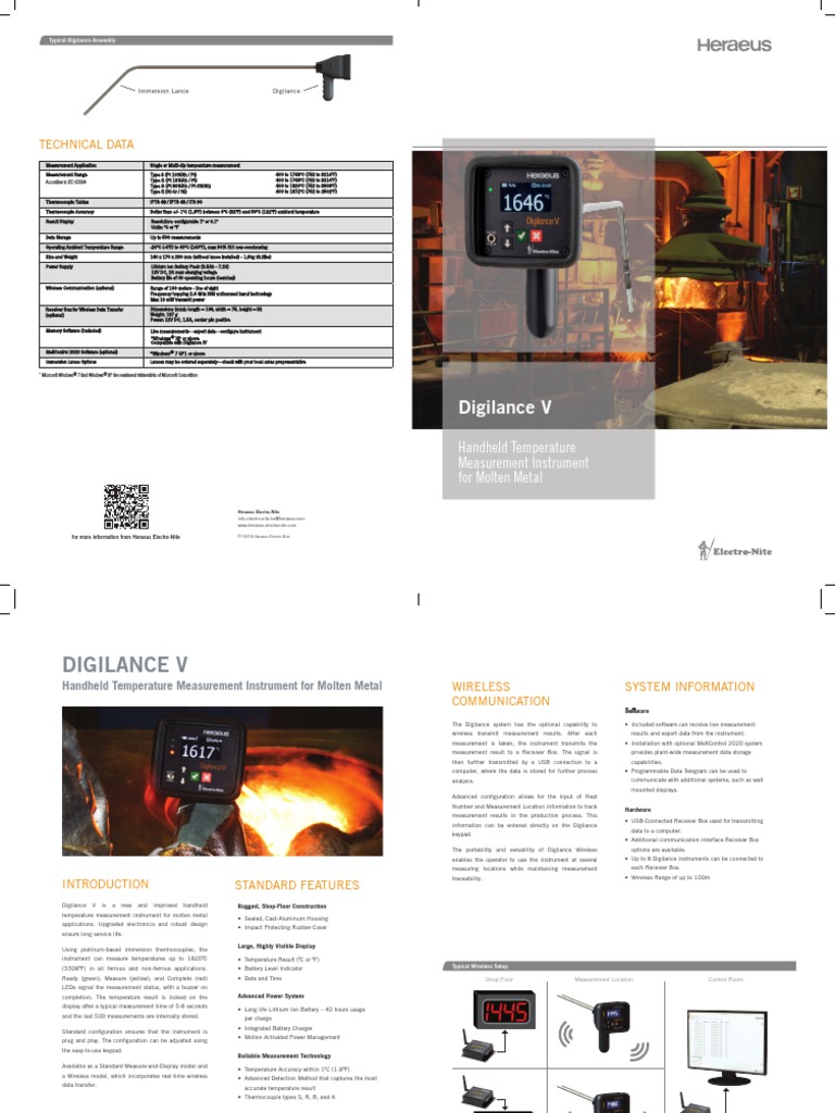 Digilance V: Technical Data | PDF | Thermocouple | Microsoft Windows
