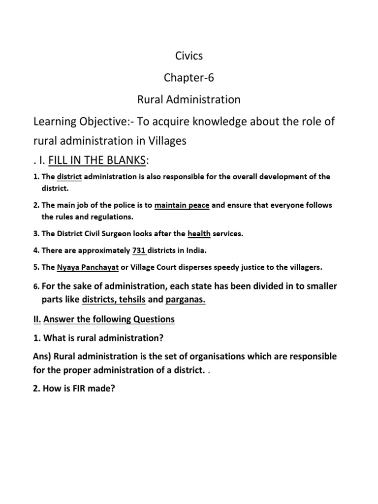 0 - LESSON - 6, Rural Administration Notes | PDF | Police | Government