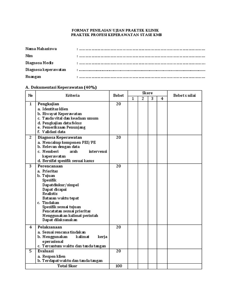Format Penilaian - Penilaian Longcase | PDF