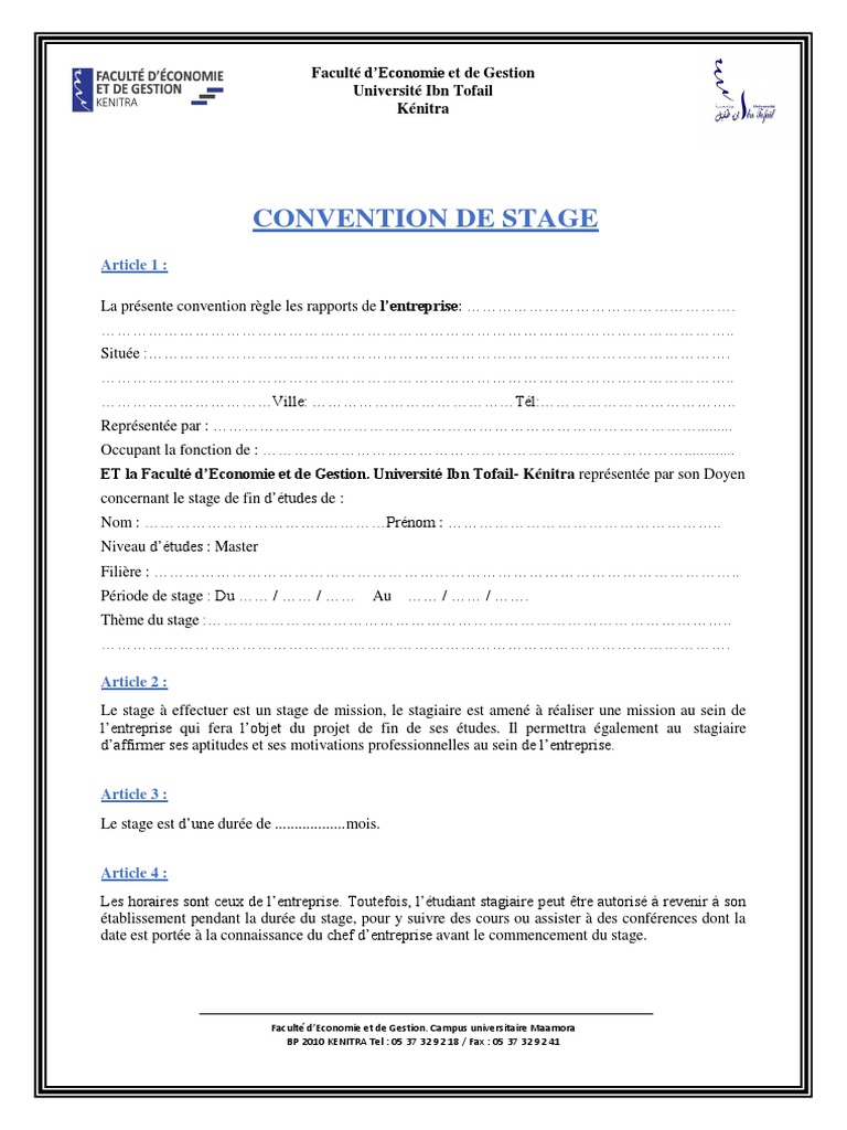 Convention de Stage | PDF