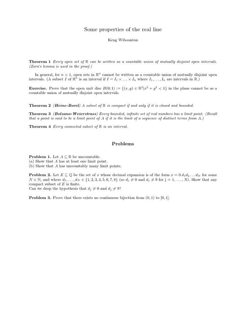 Properties of The Real Line | PDF