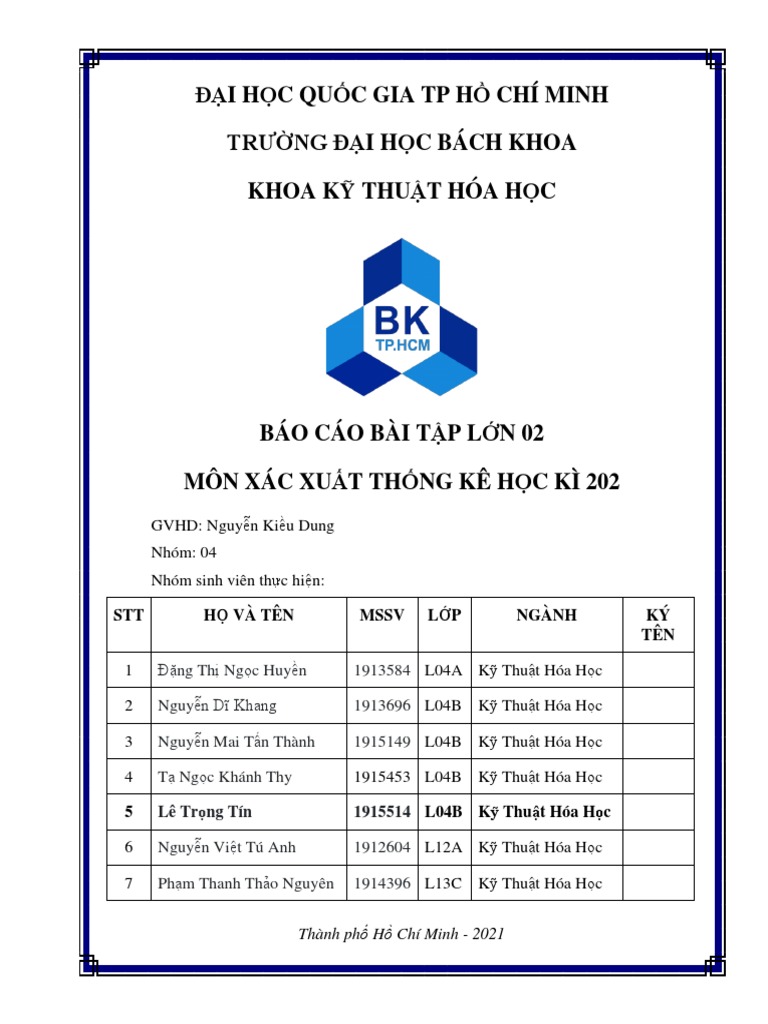 Báo cáo mẫu BT4 Khoa Hoá | PDF