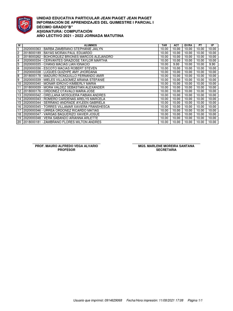 Decimo B Computacion | PDF