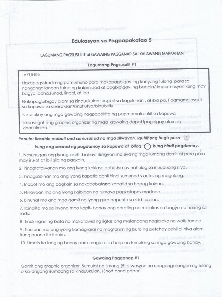 Epp Summative Test Grade 5 | PDF