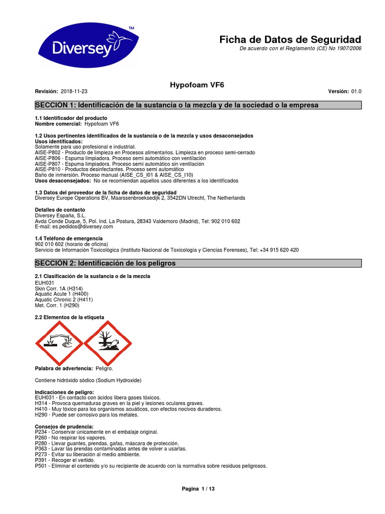 Ficha Técnica de Hypofoam VF6 | PDF